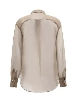 Brunello Cucinelli Sheer Sequined Checked Shirt