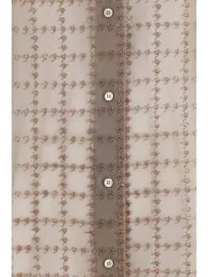 Brunello Cucinelli Sheer Sequined Checked Shirt