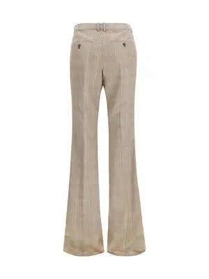 Saint Laurent Prince Of Wales Houndstooth Wool Flared Pants