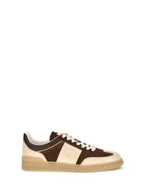 Valentino Garavani Upvillage Suede And Nappa Calfskin Sneakers - Brown