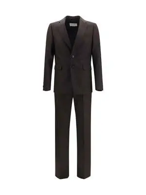 Dries Van Noten Chevron Wool Suit - Brown
