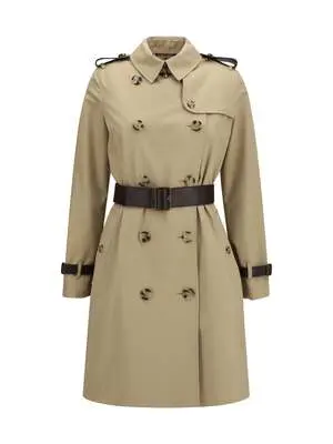 Burberry Kensington Midi Trench Coat - Cream