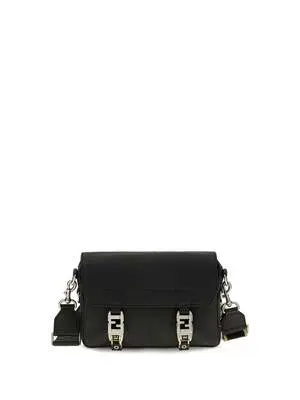 Fendi Flow Romano Leather Crossbody Bag - Black