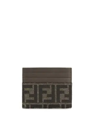 Fendi Ff Jacquard And Leather Card Holder