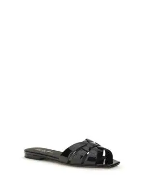 Saint Laurent Tribute Patent Leather Sandals - Black