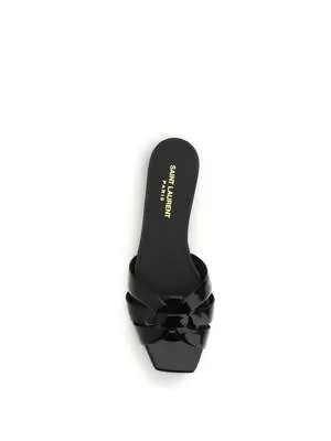 Saint Laurent Tribute Patent Leather Sandals - Black