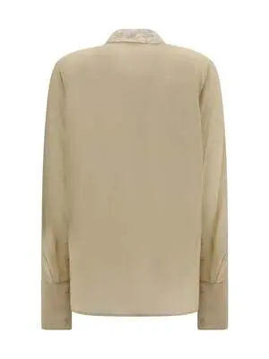 Fendi Georgette Silk Shirt With Peonia Lace Collar - Multicolor