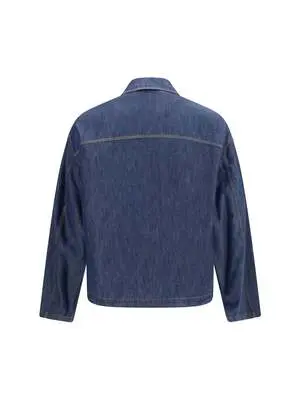 Loewe Cotton Zip Jacket With Fringed Anagram Motif - Blue