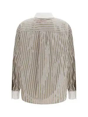 Brunello Cucinelli Dazzling Stripes Sequined Cotton Shirt