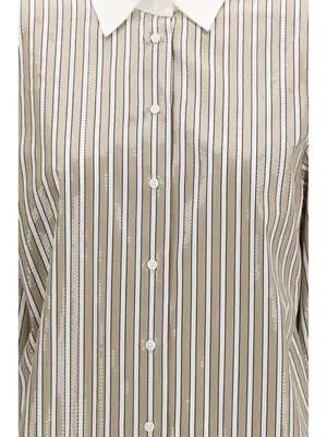 Brunello Cucinelli Dazzling Stripes Sequined Cotton Shirt