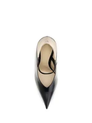 Fendi Two-tone Calfskin Pumps With Elastic Strap - Black
