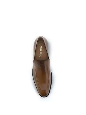 Miu Miu Leather Loafers - Brown