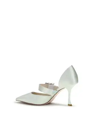 ROGER VIVIER Efflorescence Dorsay Satin Pumps With Crystal Buckle