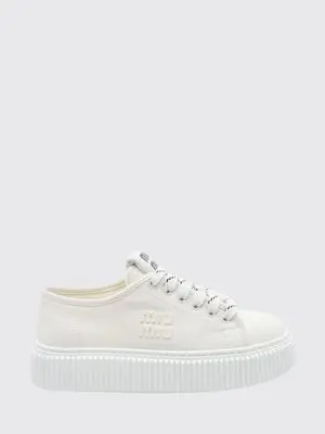 Miu Miu Canvas Sneakers With Platform Sole - Cream