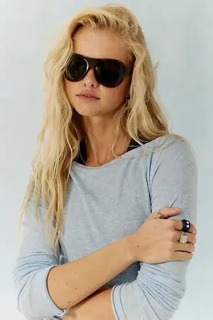 Free People Reese Oversized Shield Aviator Sunglasses - Sunlit Tortoise