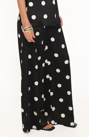 PETAL & PUP Belinda Polka Dot Wide Leg Drawstring Pants