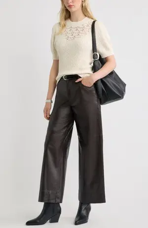 Treasure & Bond Pointelle Cotton Sweater - Ivory Pristine