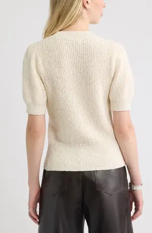 Treasure & Bond Pointelle Cotton Sweater - Ivory Pristine