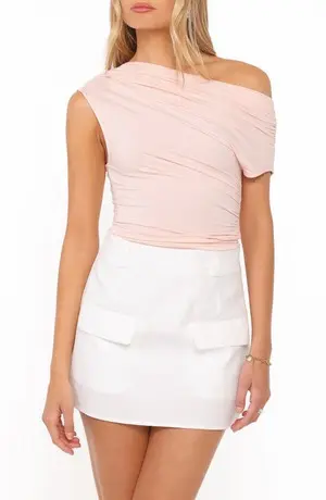PETAL & PUP Jacki One-shoulder Knit Top - Light Pink