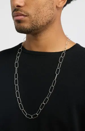 Nordstrom Textured Oval Link Necklace - Silver