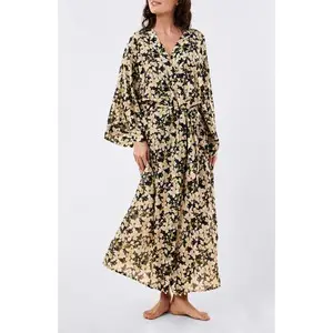 PAPINELLE Serena Kimono Maxi Robe - Deep Navy