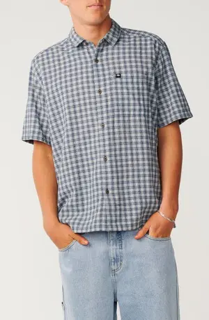 Rip Curl Classic Surf Check Short Sleeve Cotton Button-up Shirt - Light Navy