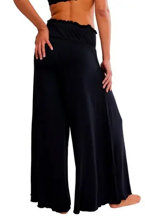 Free People Dream State Wide Leg Lounge Pants - Black
