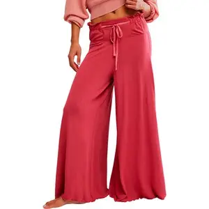 Free People Dream State Wide Leg Lounge Pants - Garnet Rose