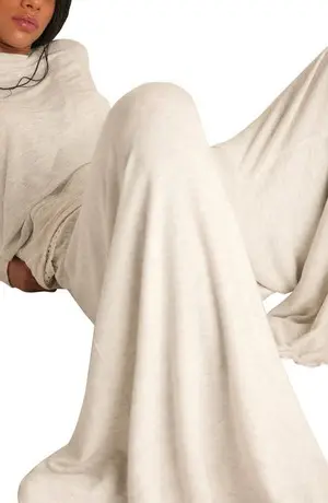 Free People Dream State Wide Leg Lounge Pants - Heather Grey