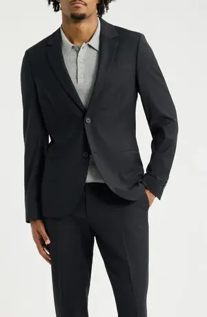 OPEN EDIT Skinny Fit Wool Blend Sport Coat - Black