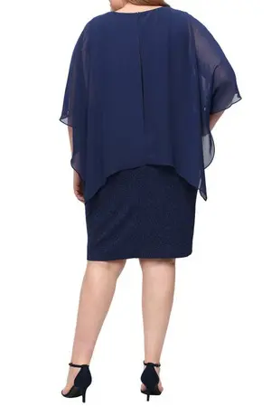 SL FASHIONS Glitter Chiffon Sheath Dress