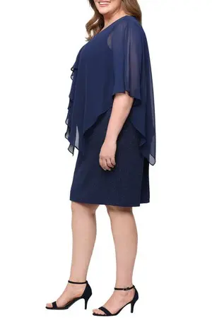 SL FASHIONS Glitter Chiffon Sheath Dress