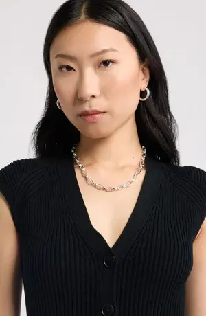 Nordstrom Fluted Curb Chain Necklace - Silver