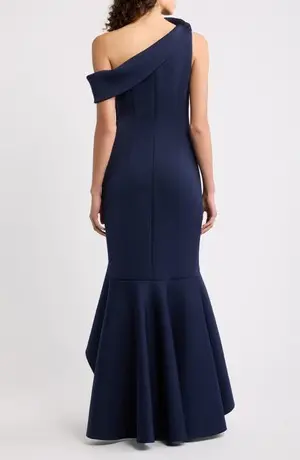 Eliza J One-shoulder Gown With Ruffled Hem