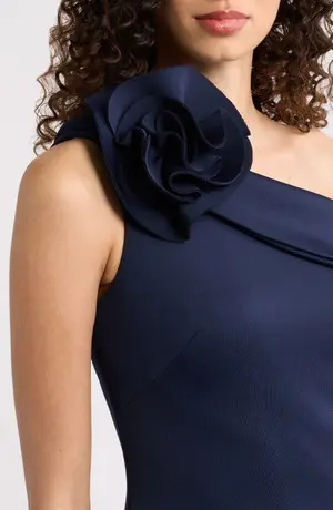 Eliza J One-shoulder Gown With Ruffled Hem