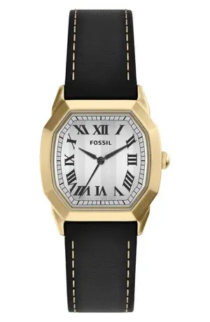 Fossil Harlow Octagonal Case Watch With Guilloche Dial - Black