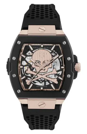 Philipp Plein The $keleton 2.0 Automatic Silicone Strap Watch - Tte