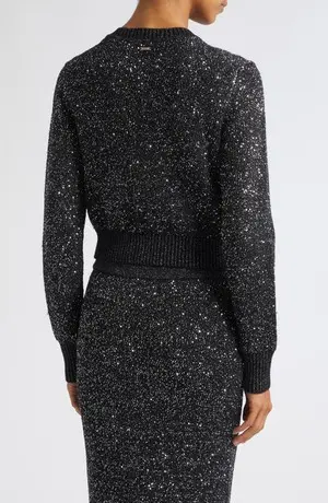 TOCCIN Mollie Sequin Cropped Cardigan - Onyx