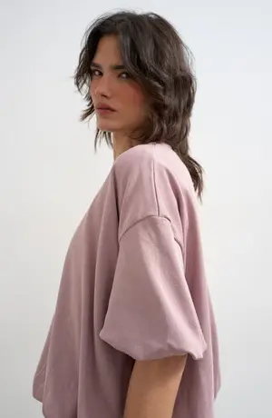 Topshop Bubble Hem Cotton T-shirt - Pink