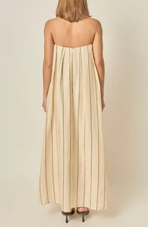 English Factory Strapless Pintuck Striped Maxi Dress