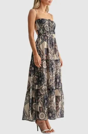 ALL IN FAVOR Backless Tiered Maxi Dress
