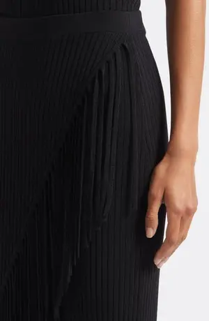 TOCCIN Giana Fringe Asymmetrical Midi Skirt