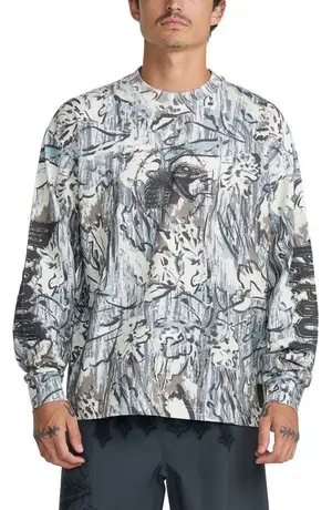 Rvca X Tapout Long Sleeve Heavyweight Cotton Jersey Graphic T-shirt - Camo