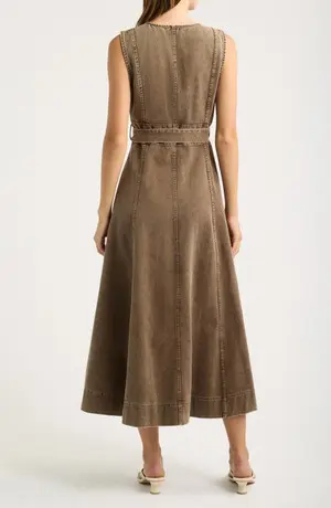 Moon River Western Sleeveless Midi Dress