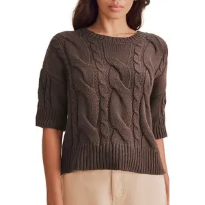 Splendid Rhiannon Cable Knit Sweater - Java Brown