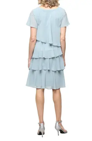 SL FASHIONS Beaded Tiered Dress