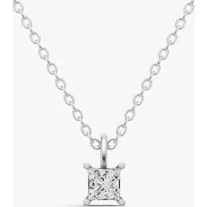 SEREIA OFFICIAL 14k Gold 0.75 Ct Lab-grown Princess Cut Diamond Solitaire Pendant - White Gold