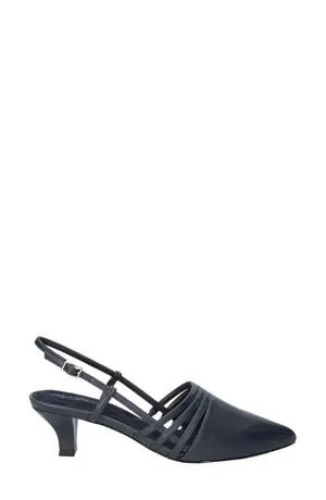 EASY WORKS BY EASY STREET Aura Slingback Kitten Heel Pumps - Navy