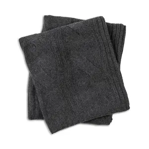 Sofia Cashmere Cable Knit Throw Blanket Charcoal