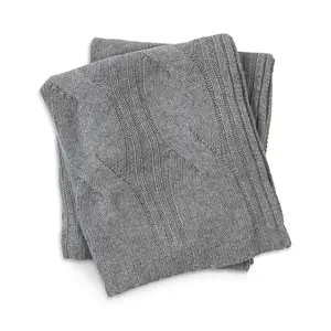 Sofia Cashmere Cable Knit Throw Blanket Heather Grey